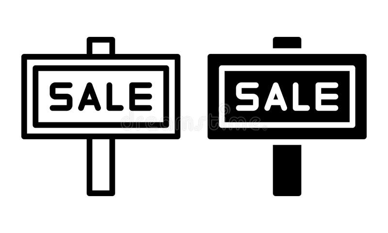For Sale Signboard Icon with Outline and Glyph Style. Stock Vector ...