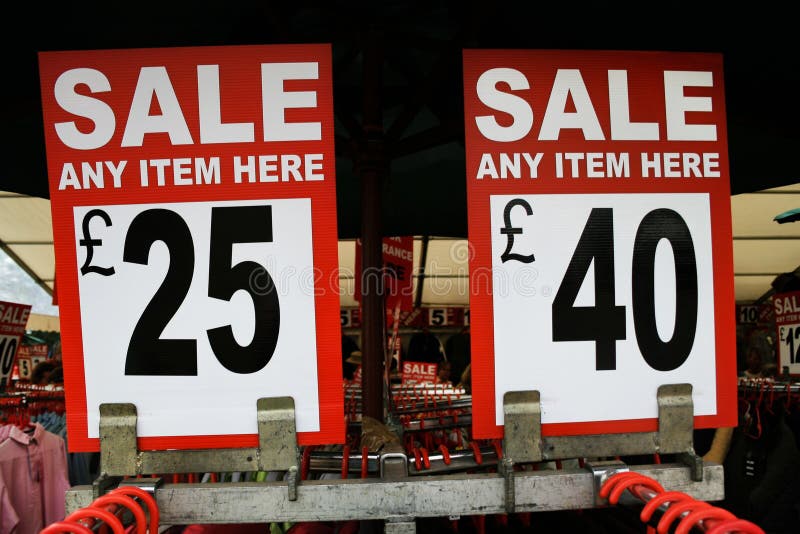 Sale Signs in a Clothing Store Stock Photo - Image of discount ...