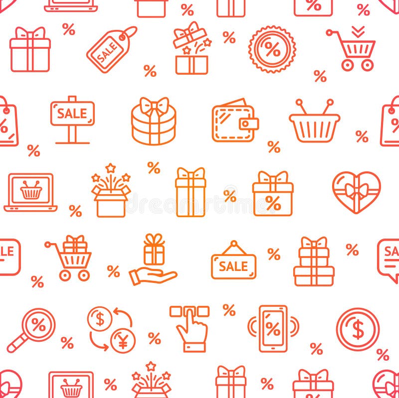 Sale Signs Seamless Pattern Background on a White. Vector Stock Vector ...