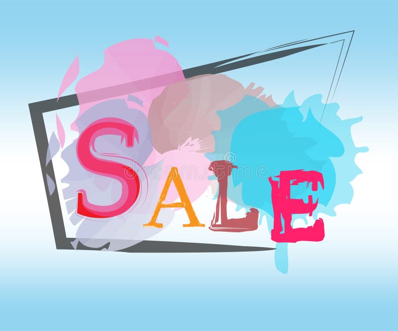 Sale Sky Blue Label Design by Water Color. Stock Vector - Illustration ...