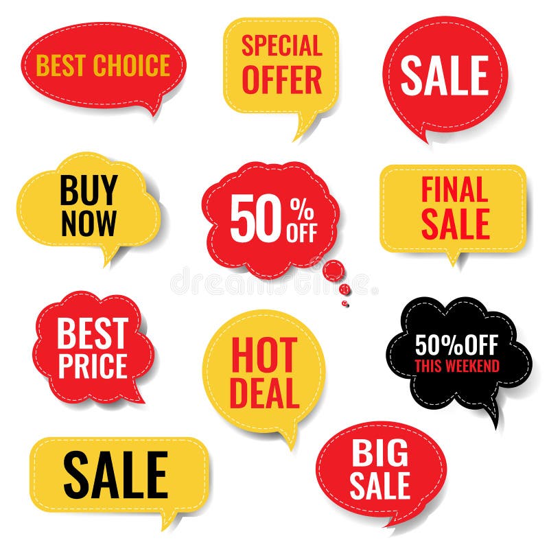 Sale Speech Bubble Set Isolated White Background Stock Vector ...