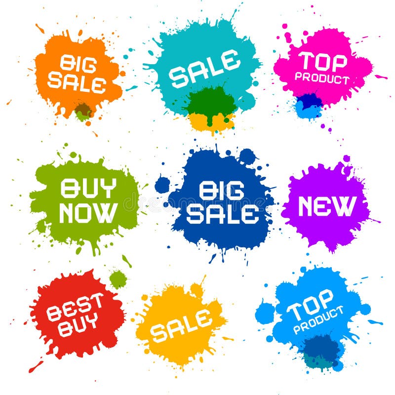 Sale Splash Blots Icons stock vector. Illustration of icons - 40895661