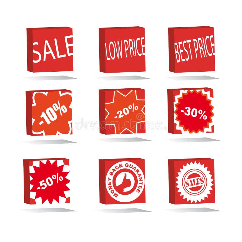 Sale square icons set stock vector. Illustration of business - 23935634