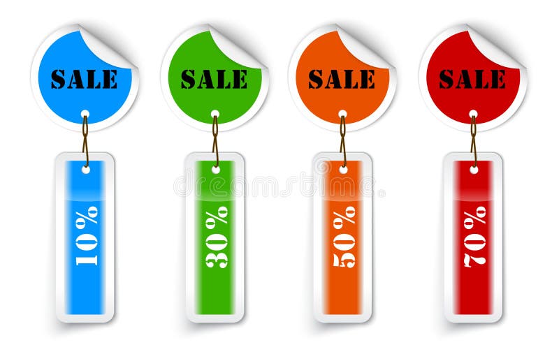 Sale Sticker Style Sign with Hanging Labels Stock Vector - Illustration ...