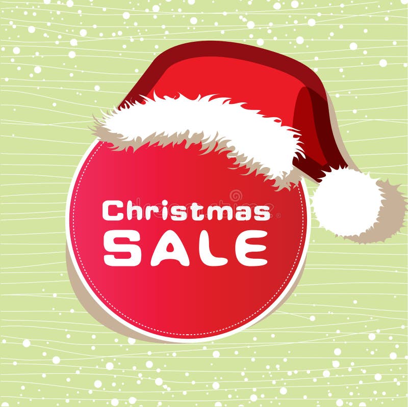Sale Sticker Wears a Christmas Hat Stock Vector - Illustration of ...