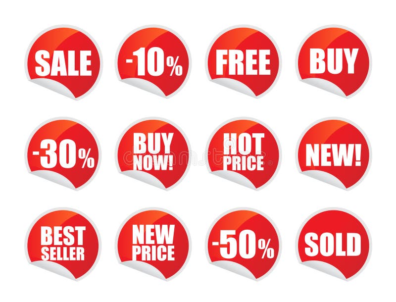 Promotional sale stickers. stock vector. Illustration of retail - 17464496
