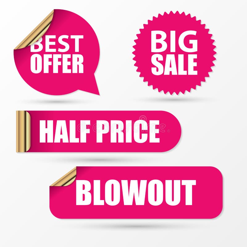 Sale Stickers Set. Modern Pink Style Stock Vector - Illustration of ...