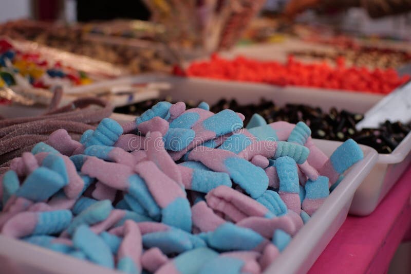 A Sale of Sweets Leaves in Tubs during a Fun Fair Stock Image - Image ...