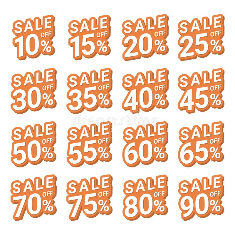 Sale Off Tag Set, Sale Discount Tag Symbol Stock Vector - Illustration ...