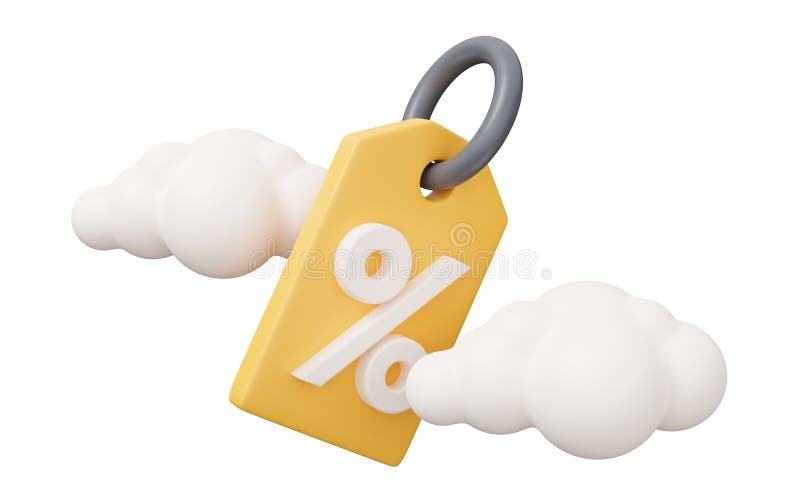 Sale Tag Cloud 3d Render. Minimal 3d Render Illustration Isolated on ...
