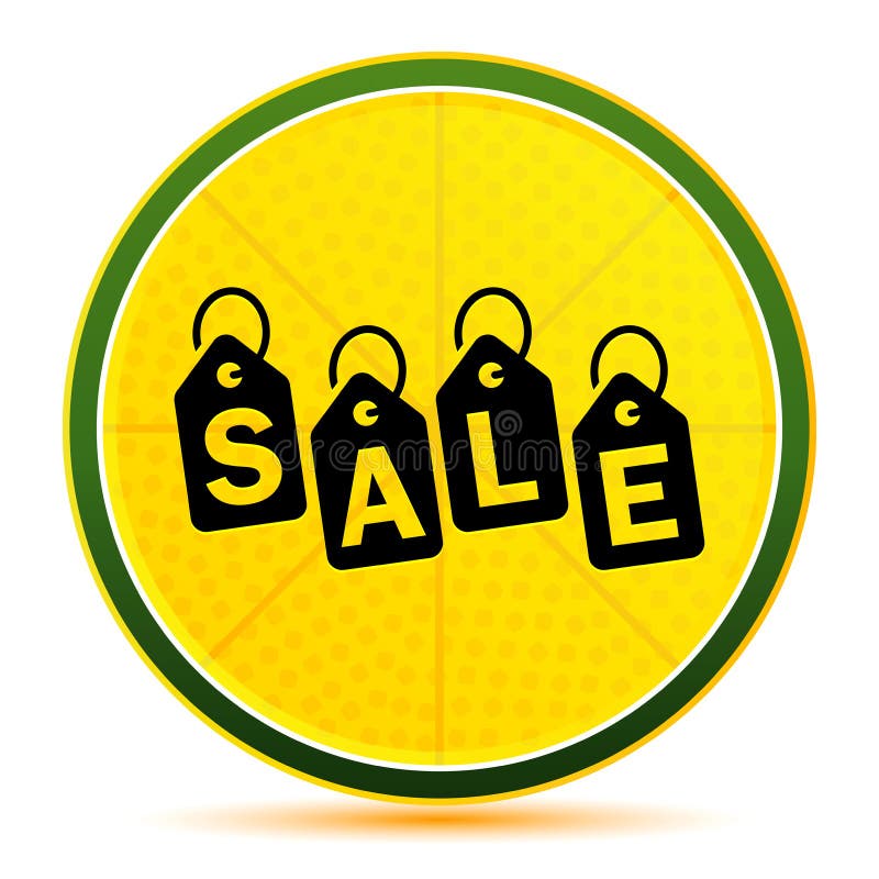 Sale Tags Label Icon Lemon Lime Yellow Round Button Illustration Stock ...