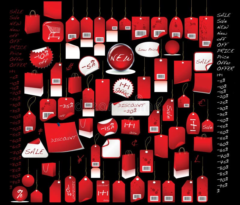 Sale tags red colour stock illustration. Illustration of price - 19871767