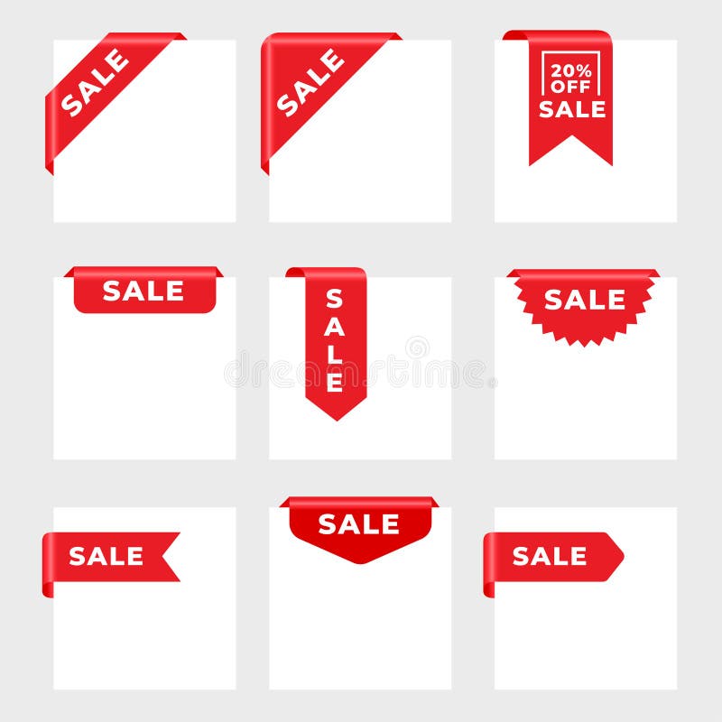 Sale Tags Ribbons Card Set of Nine Stock Vector - Illustration of offer ...
