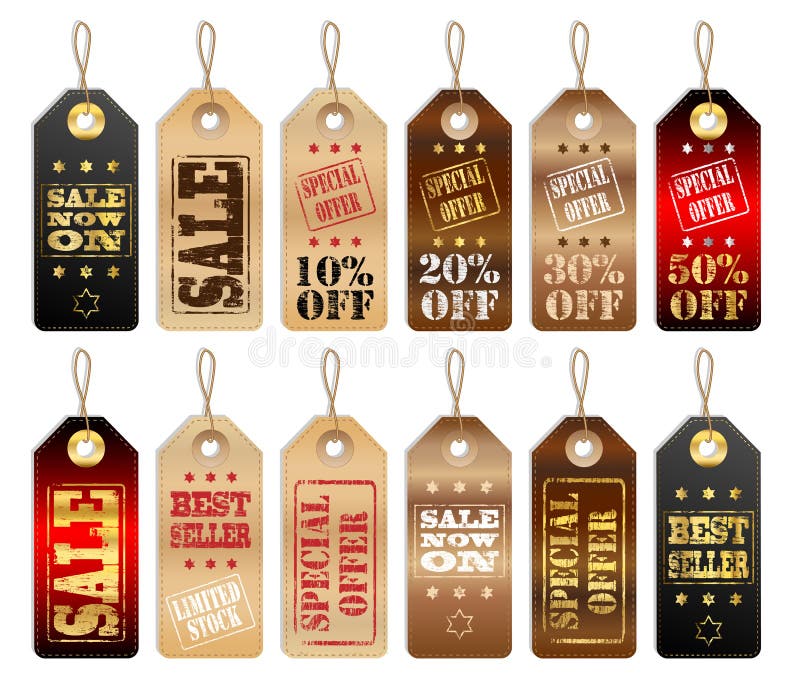 Sale Tags stock vector. Illustration of golden, reduction - 36784763