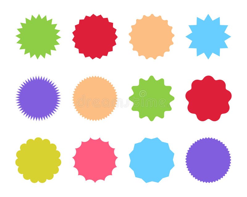 Sale Tags Sticker with Space for Text. Set of Colorful Star Shape Sale ...