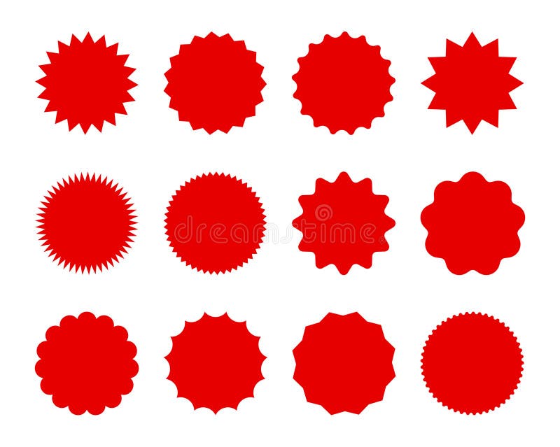 Sale Tags Sticker with Space for Text. Set of Red Star Shape Sale Label ...