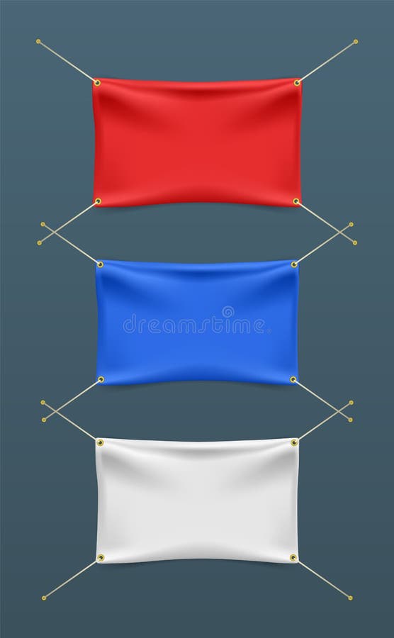 Sale Textile Banners with Folds with Ropes on Backgroun Stock ...