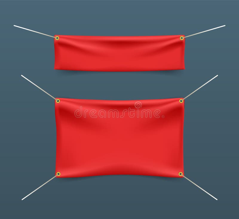 Sale Textile Banners with Folds with Ropes on Backgroun Stock ...