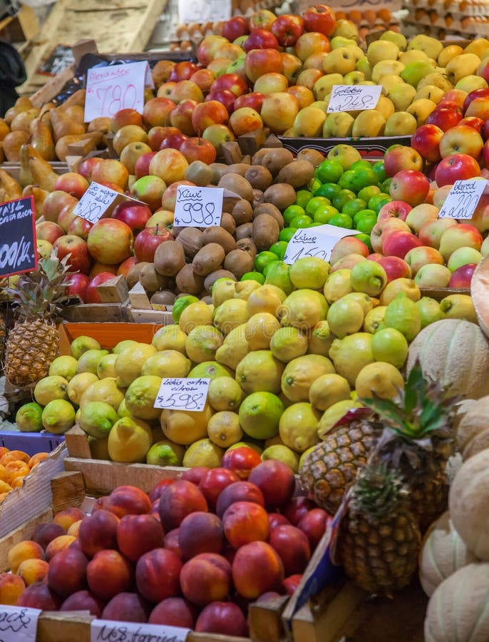 Sale of Vegetables and Fruit in Bowls in Market Editorial Stock Photo ...