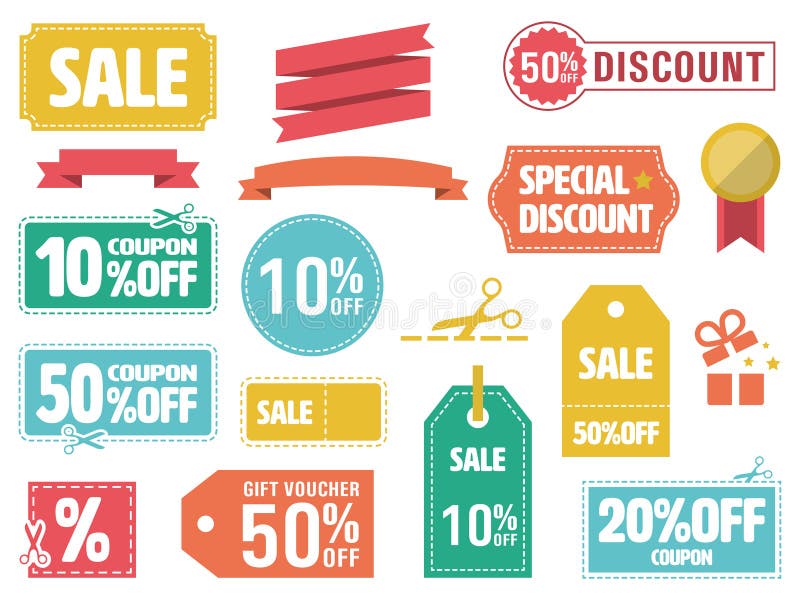 Sale Vouchers and Coupon Ticket Card Element Template for Graphics ...