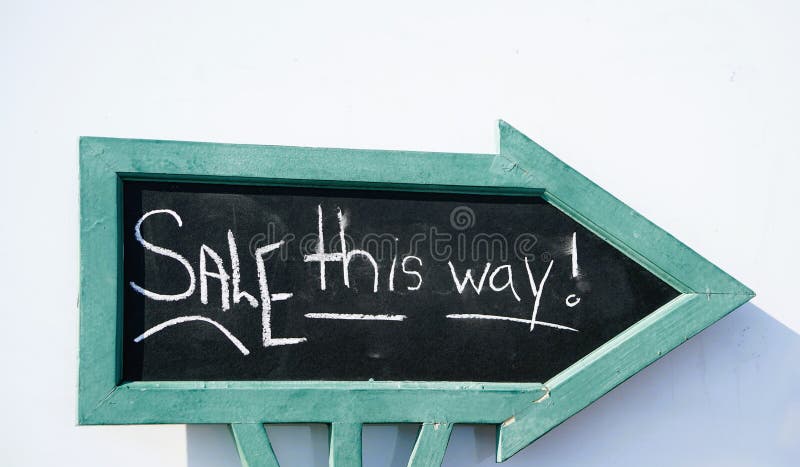 Sale this way sign arrow. stock illustration. Illustration of yardsale ...