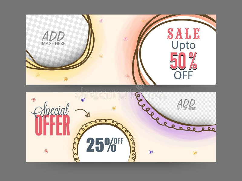 Sale Web Header or Banner Set. Stock Illustration - Illustration of ...