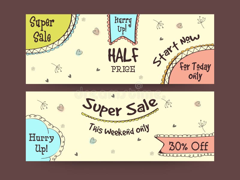Sale Website Header or Banner Set. Stock Illustration - Illustration of ...