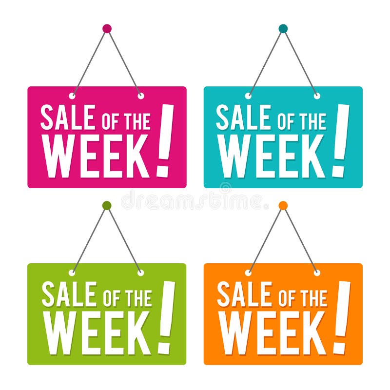 Sale of the Week Hanging Door Sign Stock Illustration - Illustration of ...