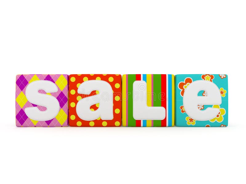 Sale Word on Colorful Fabric Cubes on White Background 8 Stock ...
