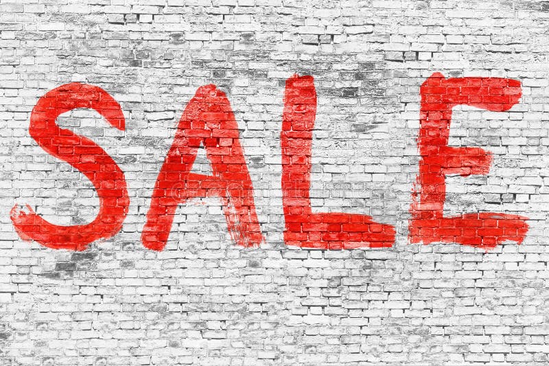 Sale Word Painted Over Brick Wall Stock Photo - Image of word, bargain ...