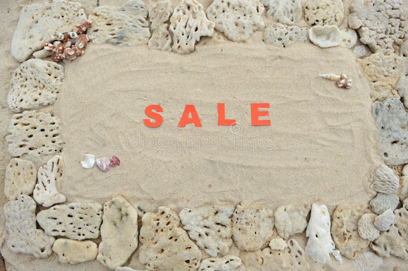 Sale written in sand stock image. Image of sale, vacation - 47709993