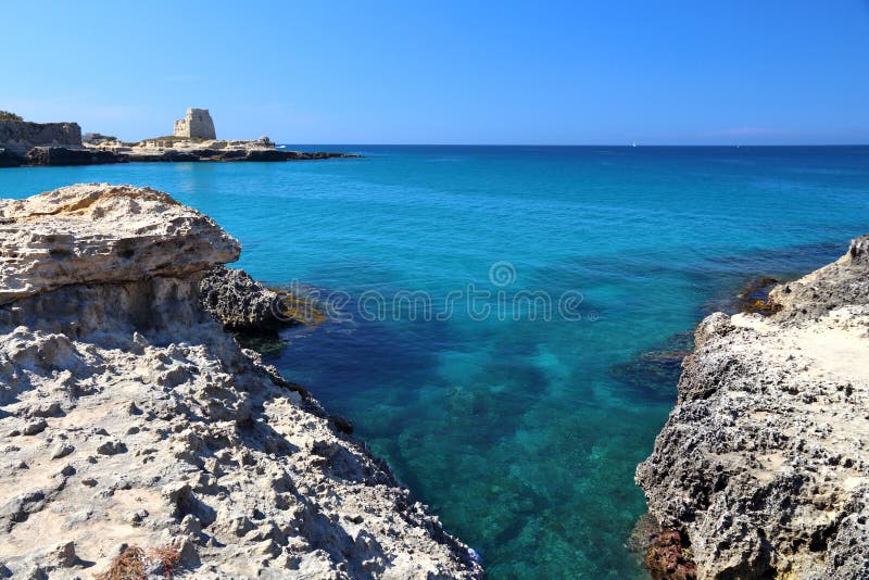 Salento coast landscape stock image. Image of cove, puglia - 110298537