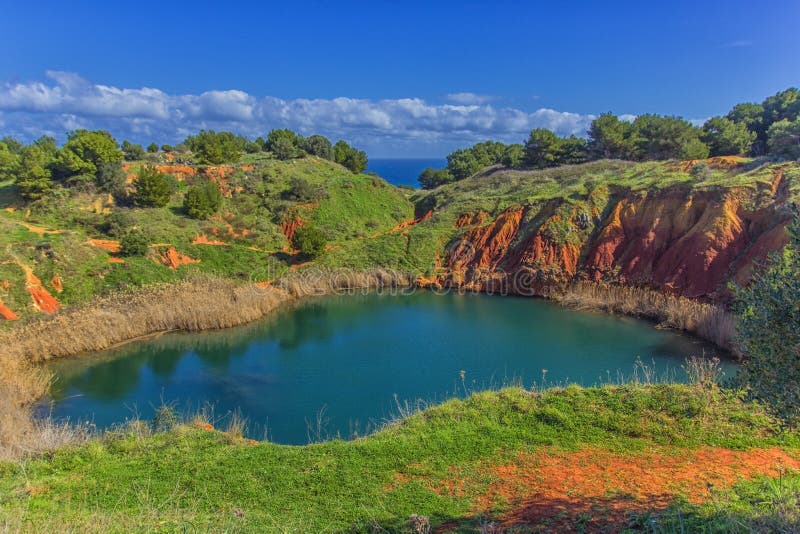 Salento: Otranto, Bauxite Quarry Stock Photo - Image of pond, view ...