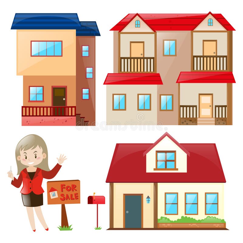 Saleperson Selling House and Building Stock Vector - Illustration of ...