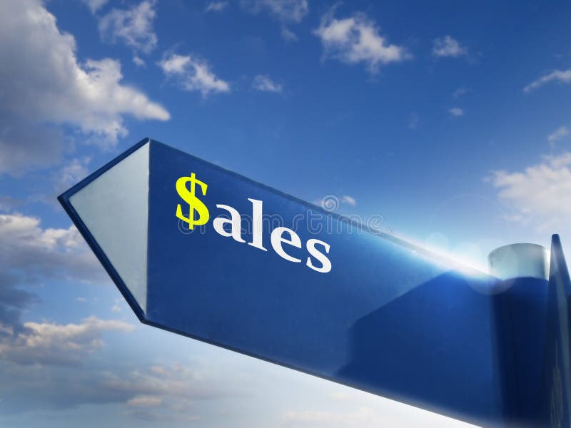Sales & Marketing Business Signpost Stock Photo - Image of commerce ...