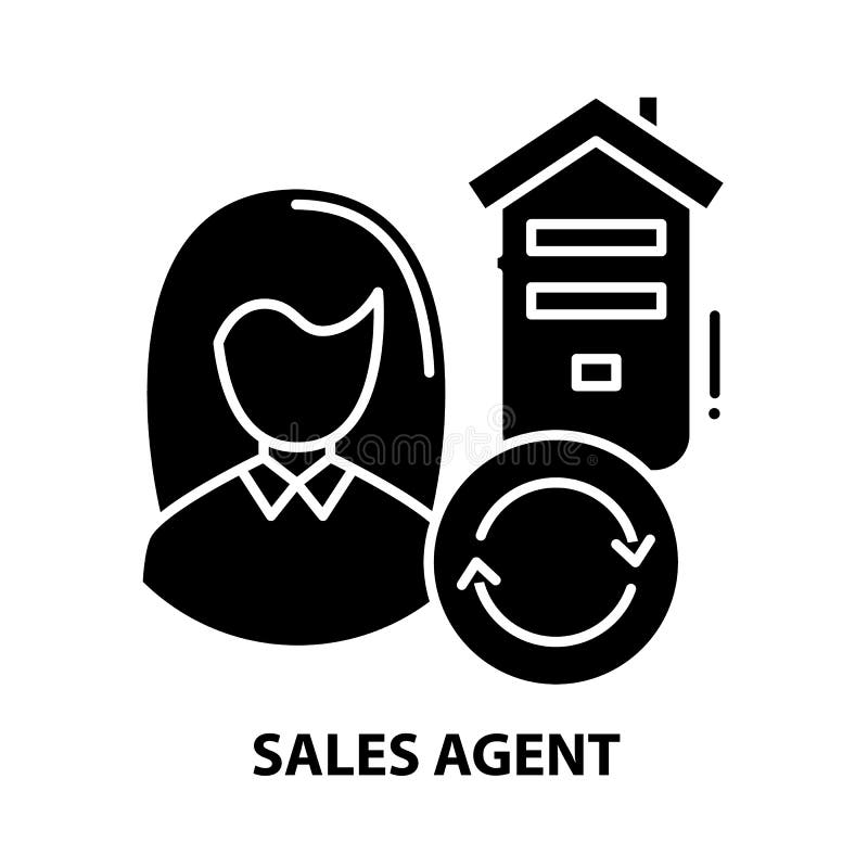 Sales Agent Icon, Black Vector Sign with Editable Strokes, Concept ...