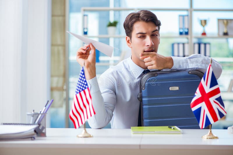 The Sales Agent Working in Travel Agency Stock Photo - Image of office ...