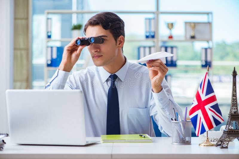 The Sales Agent Working in Travel Agency Stock Photo - Image of journey ...