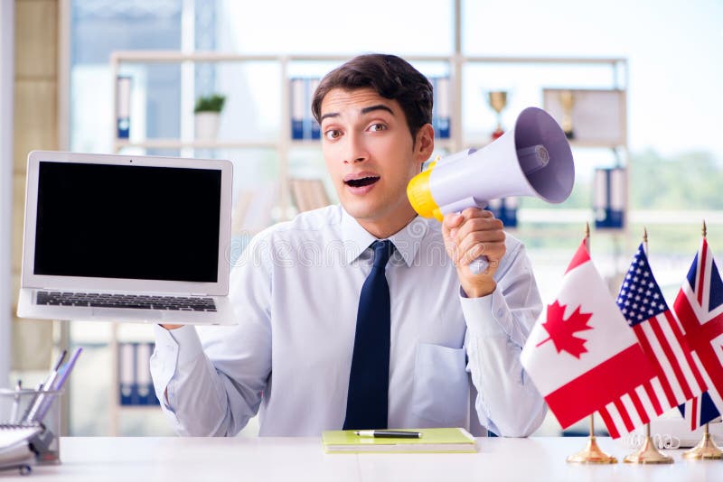 The Sales Agent Working in Travel Agency Stock Image - Image of kingdom ...
