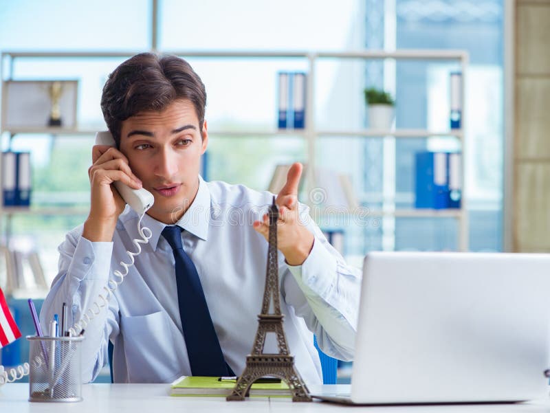 Sales Agent Working in Travel Agency Stock Photo - Image of eiffel ...