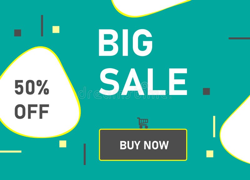 Blue Discount Banner with Geometric Shapes Stock Vector - Illustration ...