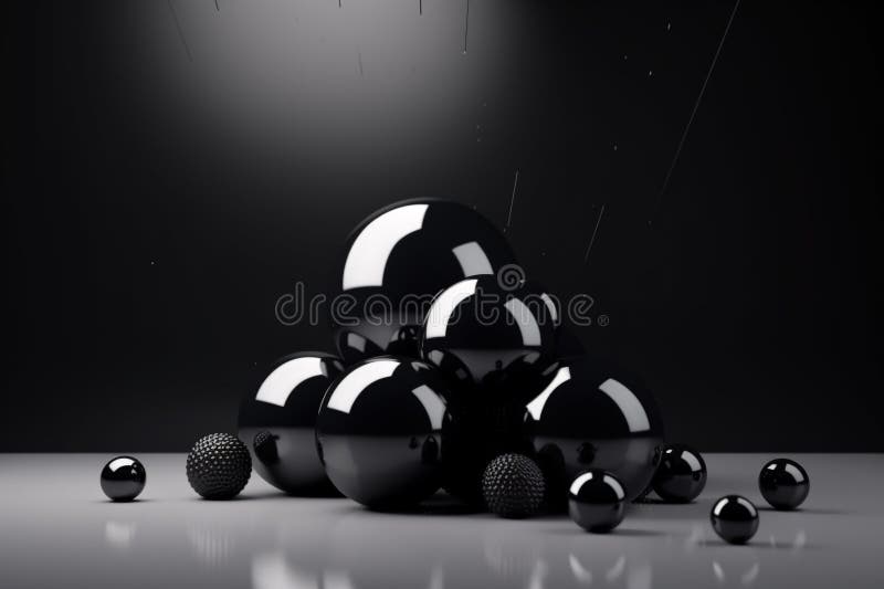 Abstract Background with Black Balls and Various Shapes. Generative AI ...