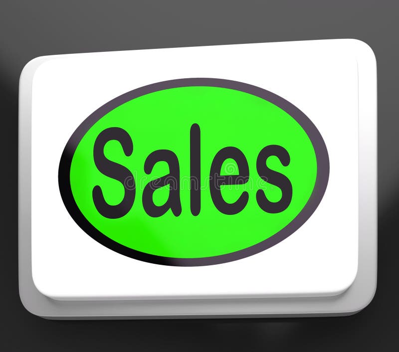 Sales Button Shows Promotions and Deals Stock Illustration ...