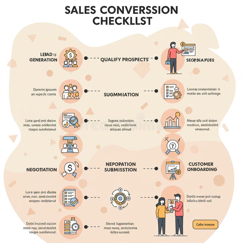 Sales Conversion Checklist Infographic with Six Steps: Lead Generation ...