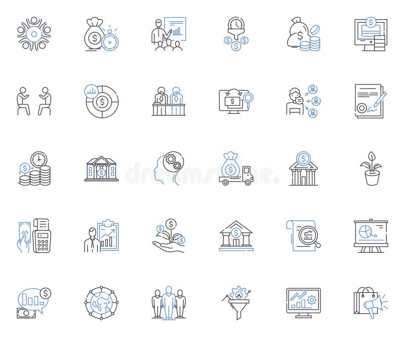 Sales Direction Line Icons Collection. Strategy, Target, Pipeline ...