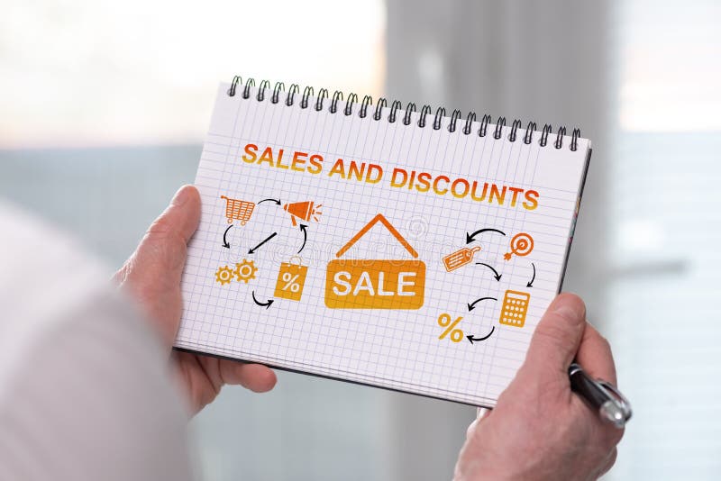 Sales and Discounts Concept on a Notepad Stock Image - Image of promo ...