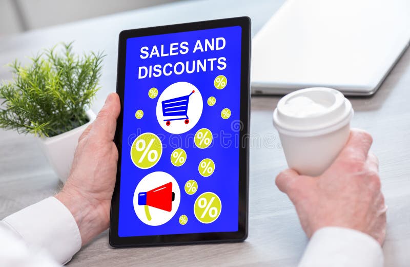 Sales and Discounts Concept on a Tablet Stock Illustration ...