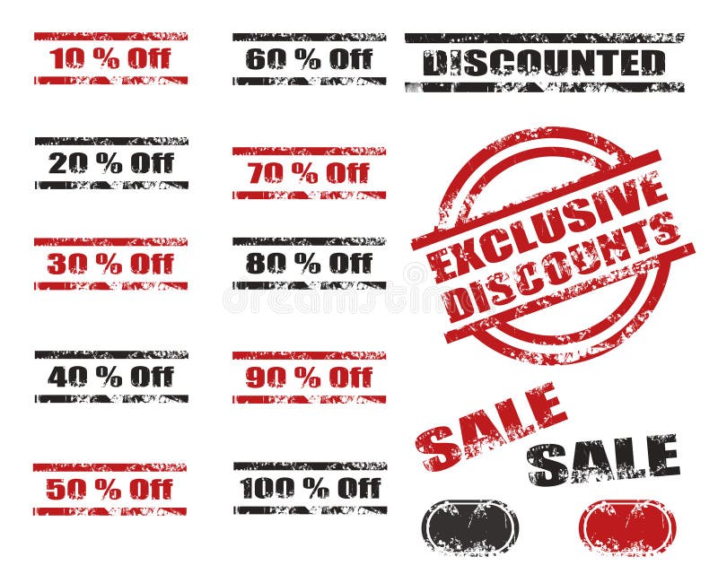 Sales Discounts Grunge Stamp Set Stock Illustration - Illustration of ...