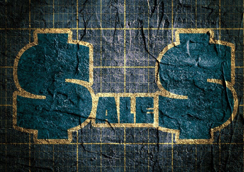 Sales Draft Design Sticker on Concrete Textured Surface Stock ...