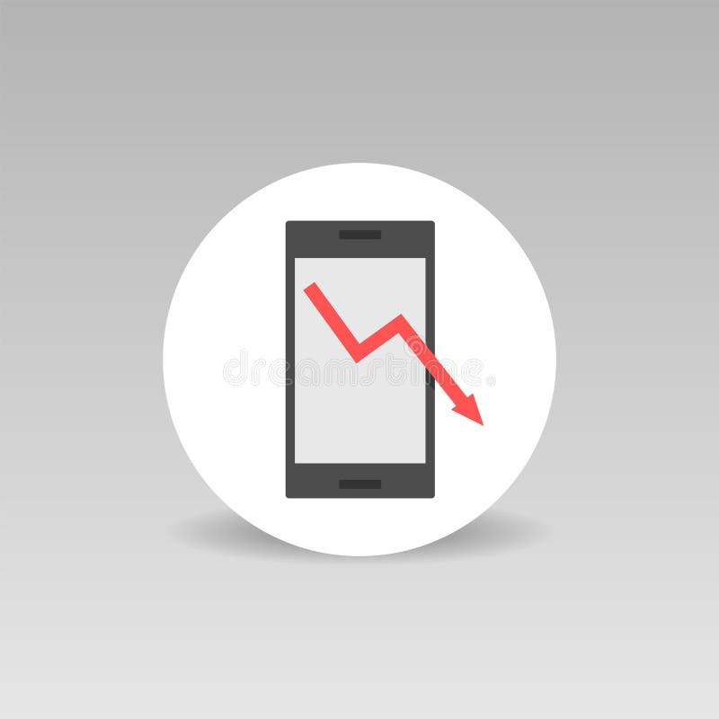 Sales Drop Chart on the Smartphone Screen Vector Round Icon Stock ...